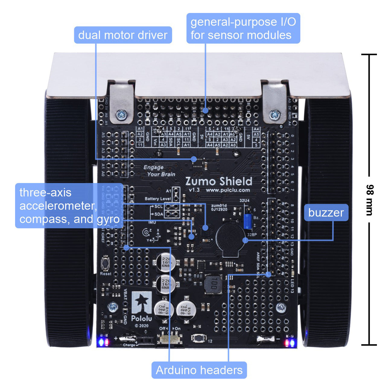Zumo Shield for Arduino, v1.3