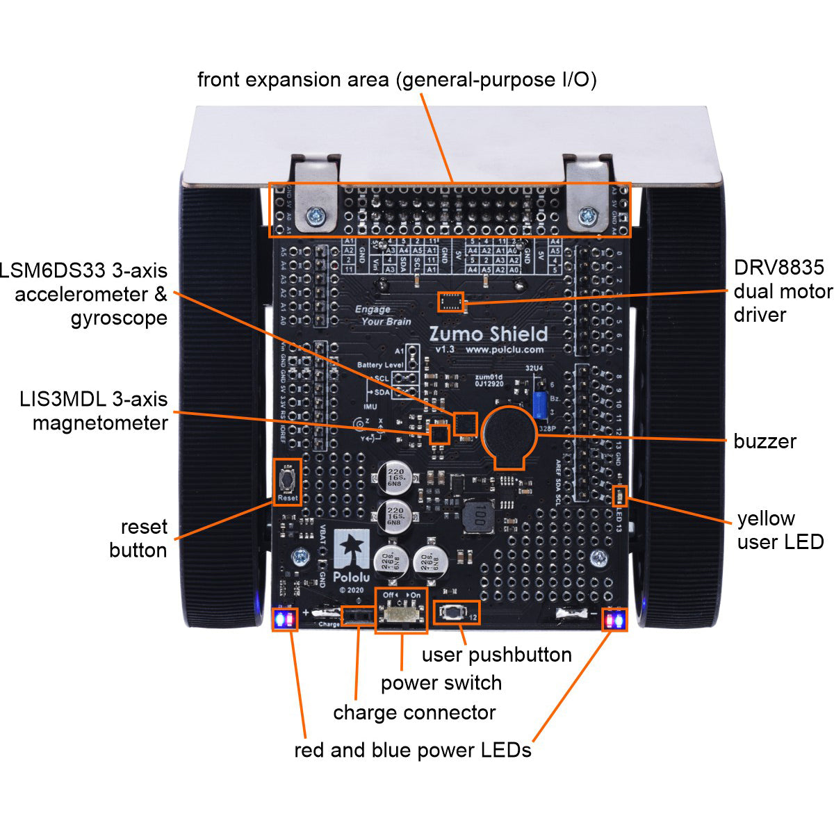 Zumo Shield for Arduino, v1.3