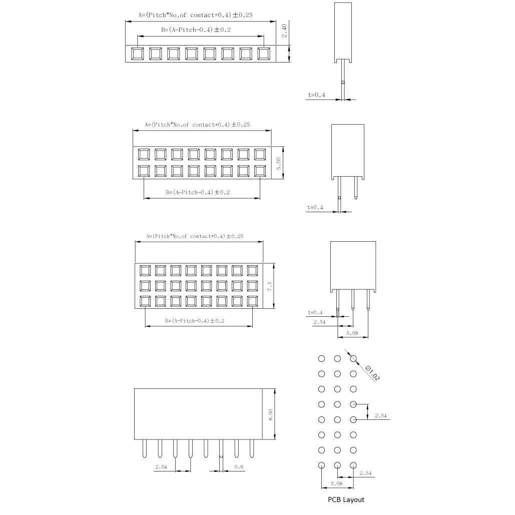 0.1" (2.54 mm) Female Header: Straight - 1x2-Pin