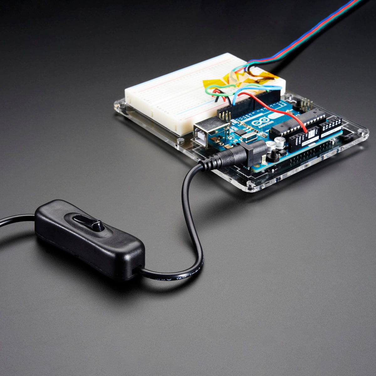 In-line power switch for 2.1mm barrel jack