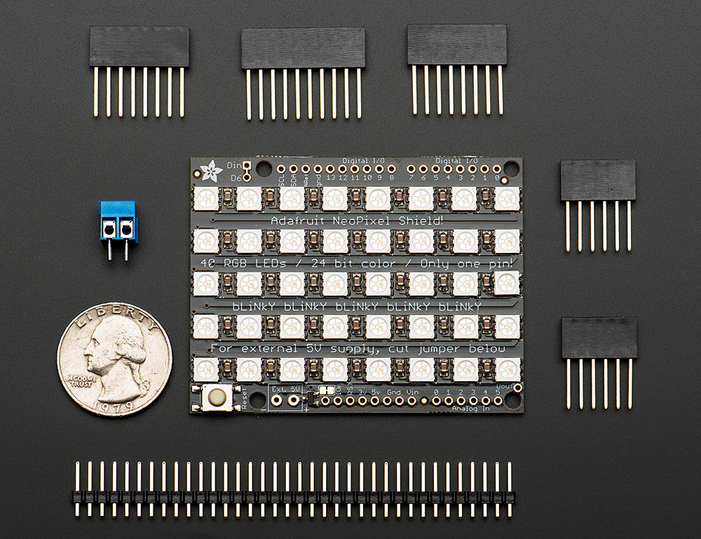 Adafruit NeoPixel Shield for Arduino - 40 RGB LED Pixel Matrix