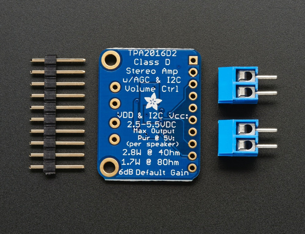 Adafruit Stereo 2.8W Class D Audio Amplifier - I2C Control AGC