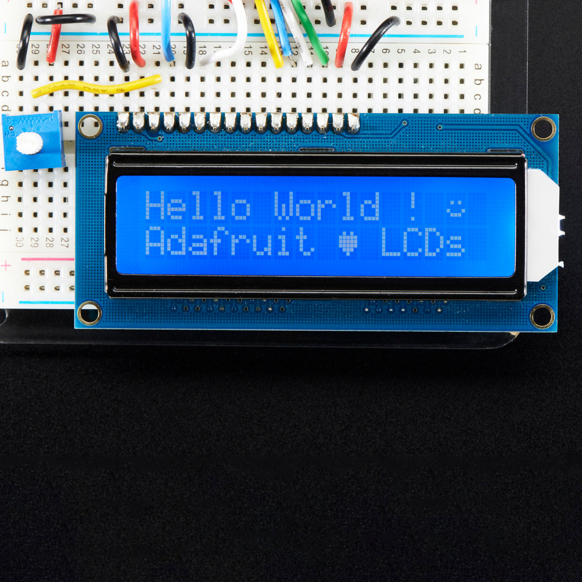 Standard LCD 16x2 + extras - white on blue