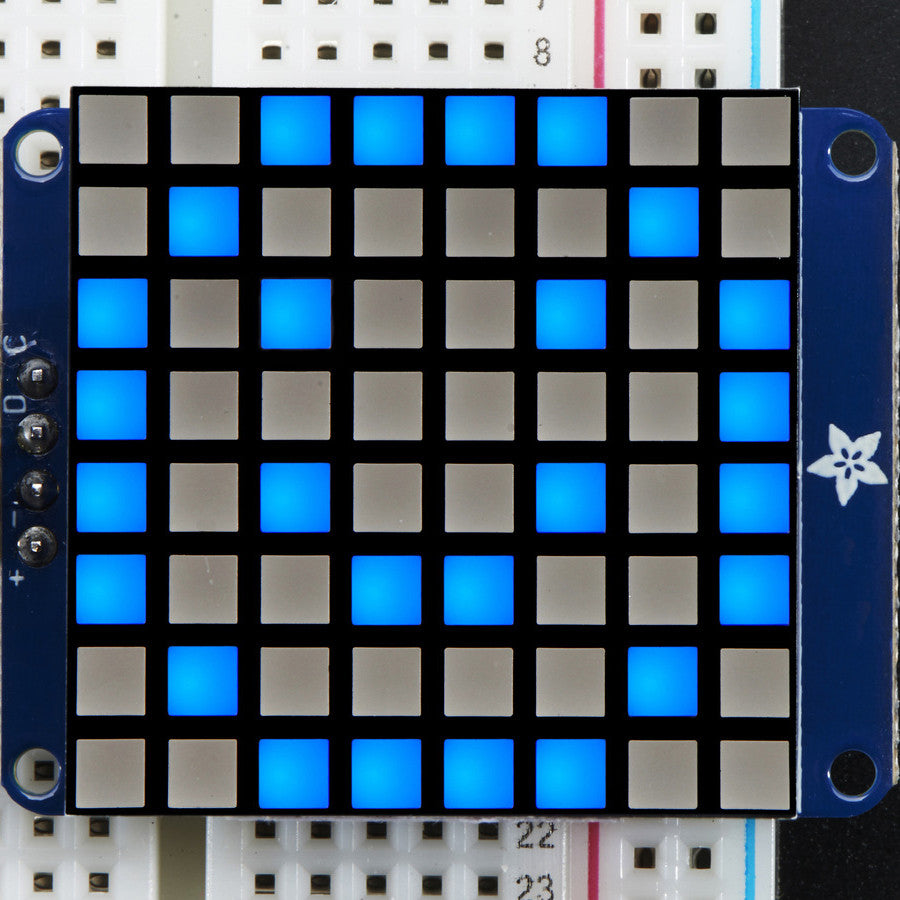 Small 1.2" 8x8 Bright Square LED Matrix + Backpack - Blue