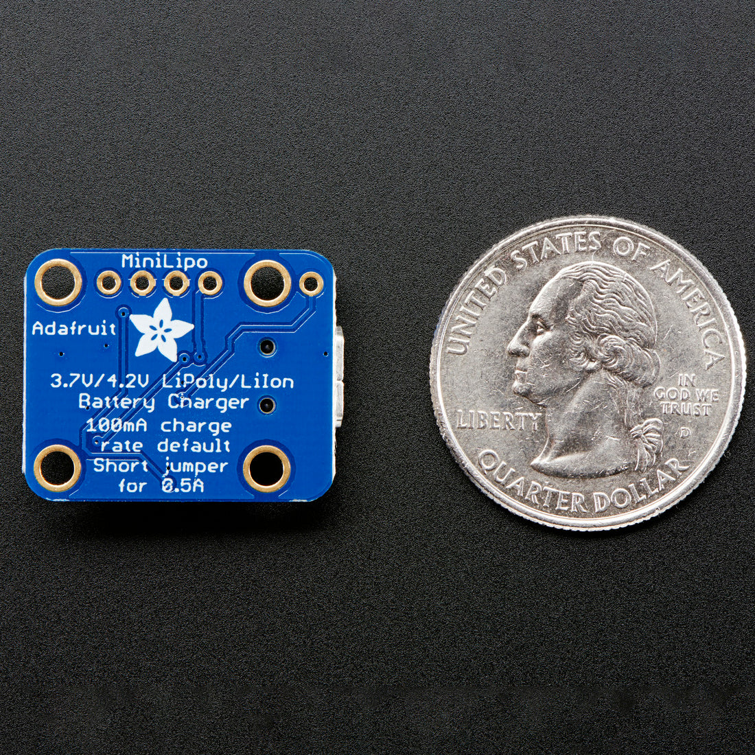 Adafruit Mini Lipo w/Mini-B USB Jack - USB LiIon/LiPoly charger - v1