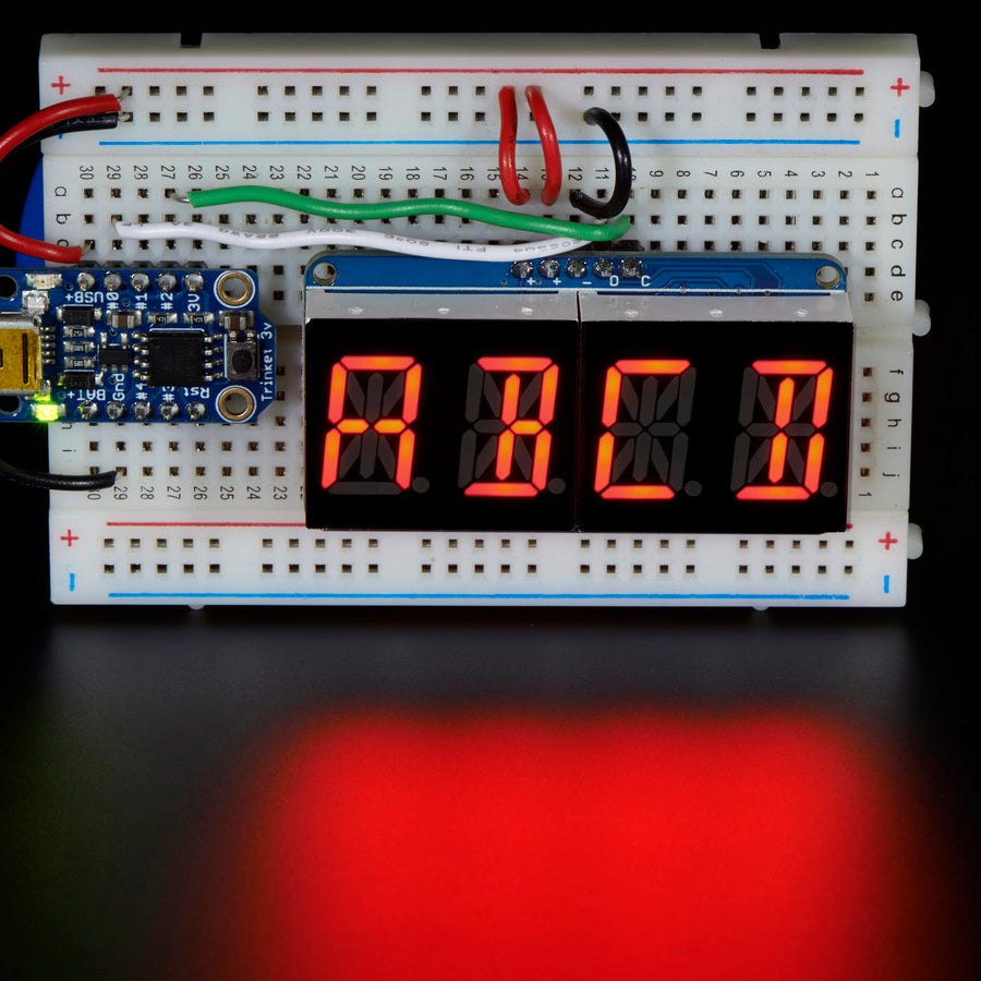 Quad Alphanumeric Display - 0.54" Digits w/ I2C Backpack - Red