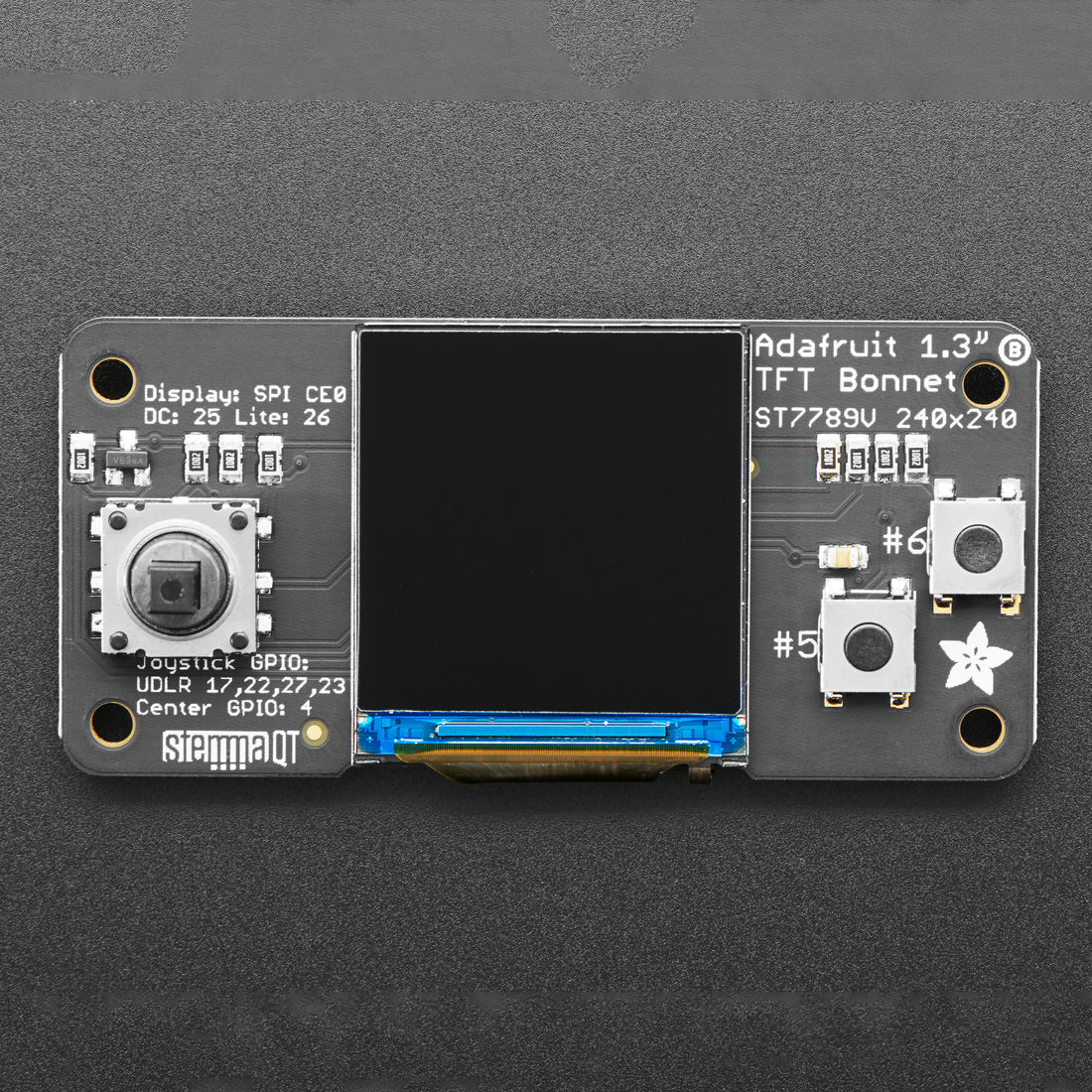 Adafruit 1.3" Color TFT Bonnet for Raspberry Pi - 240x240 TFT + Joystick Add-on