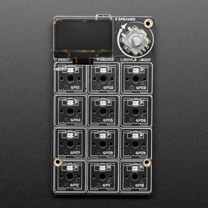 Adafruit MACROPAD RP2040 Bare Bones - 3x4 Keys + Encoder + OLED