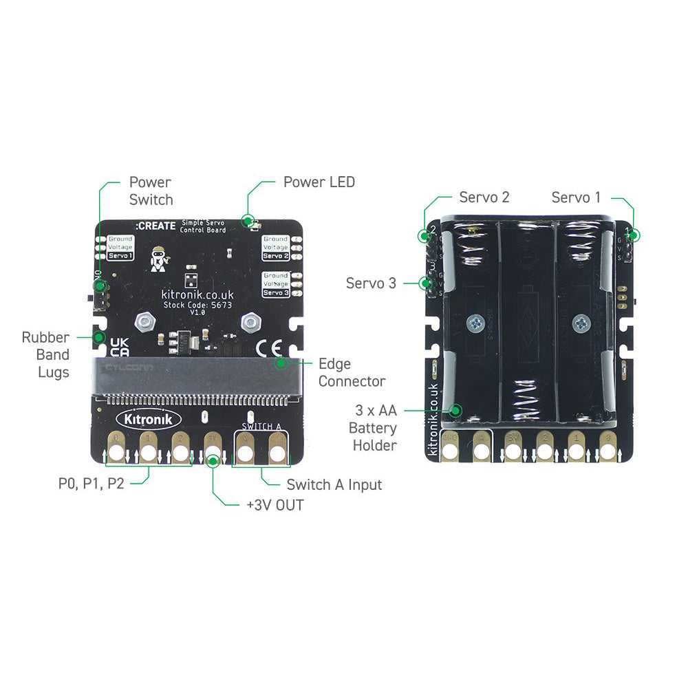 Kitronik Simple Servo Control Board for BBC micro:bit