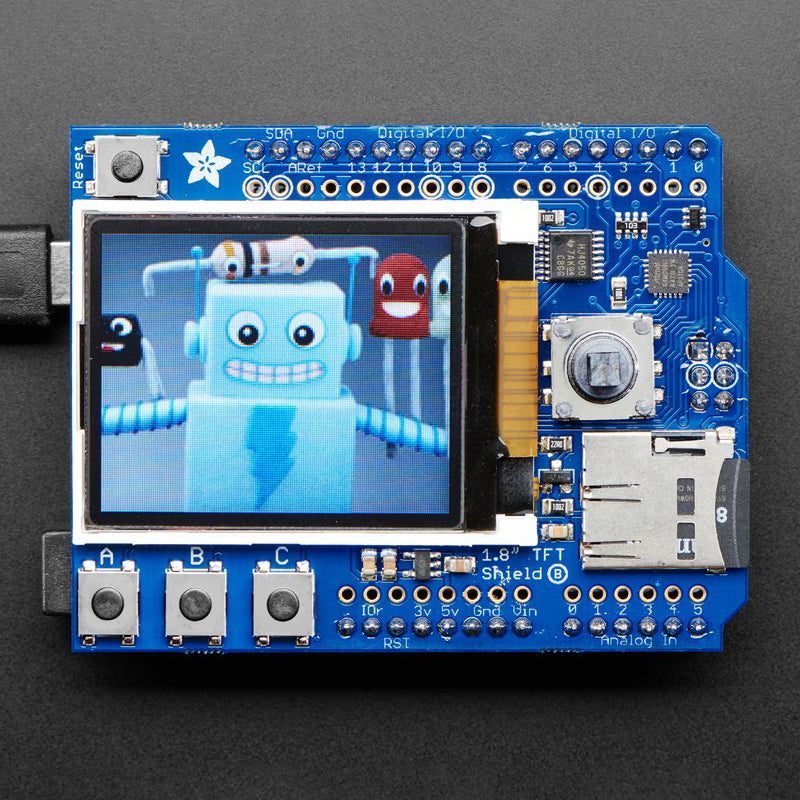 Adafruit 1 8 Color Tft Shield W Microsd And Joystick V 2