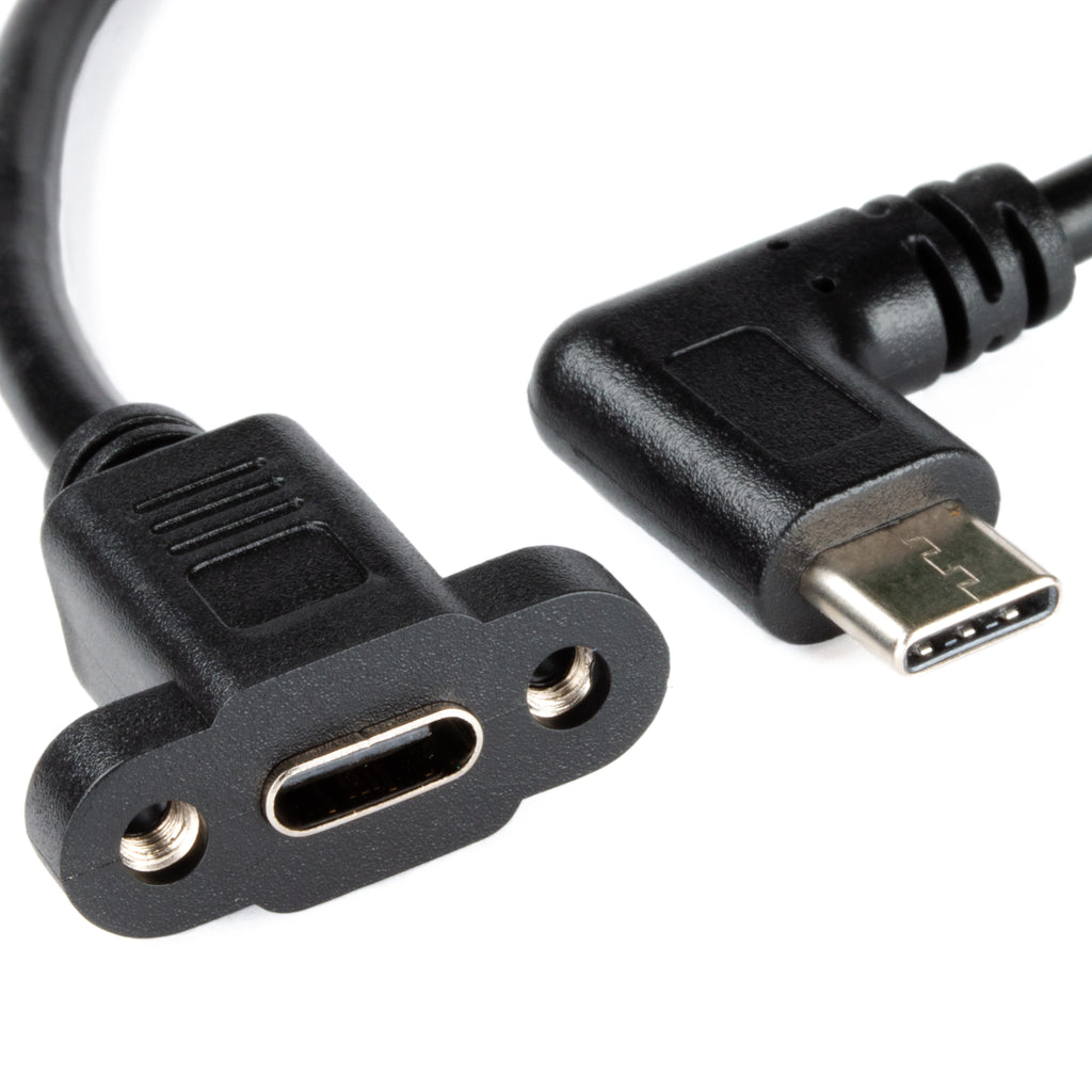 Right-angle Panel Mount Extension Cables (25cm) - USB-C (USB 2.0 Only)