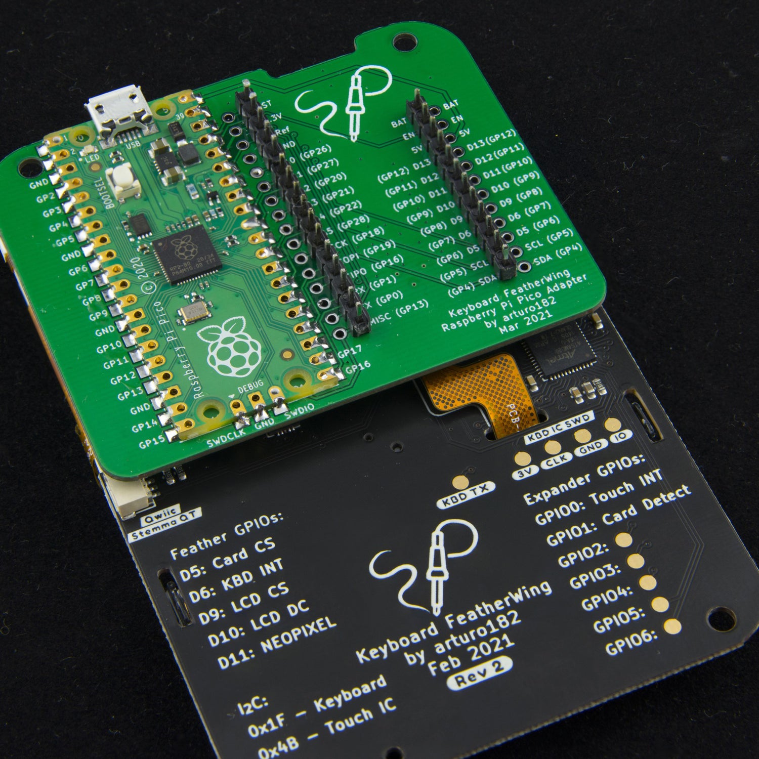 Raspberry Pi Pico adapter for Keyboard FeatherWing